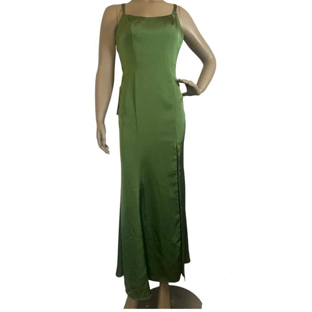 Azazie | Dresses | Azazie Olive Green Sleeveless Maxi Dress | Poshmark